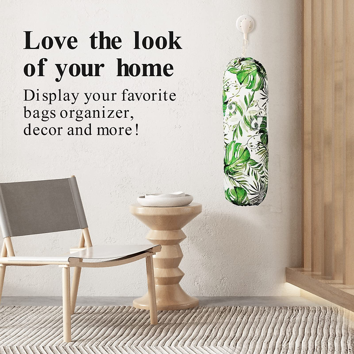 TOGETRUE Plastic Bag Holder, Wall Mount Plastic Bag Organizer Dispenser, Heavy Duty Grocery Bag Storage Holder, Hanging Shopping Bag Holder for Home Kitchen Camper (Green Leaves 2 Pcs)