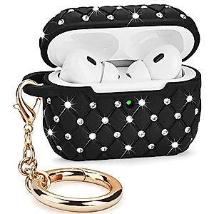 CAGOS for Airpods Pro Case, Cute Bling Crystal Protective Cover Compatible with Apple Airpods Pro 2nd Generation Case USB C and Airpods Pro 1st Generation Case for Women, Midnight