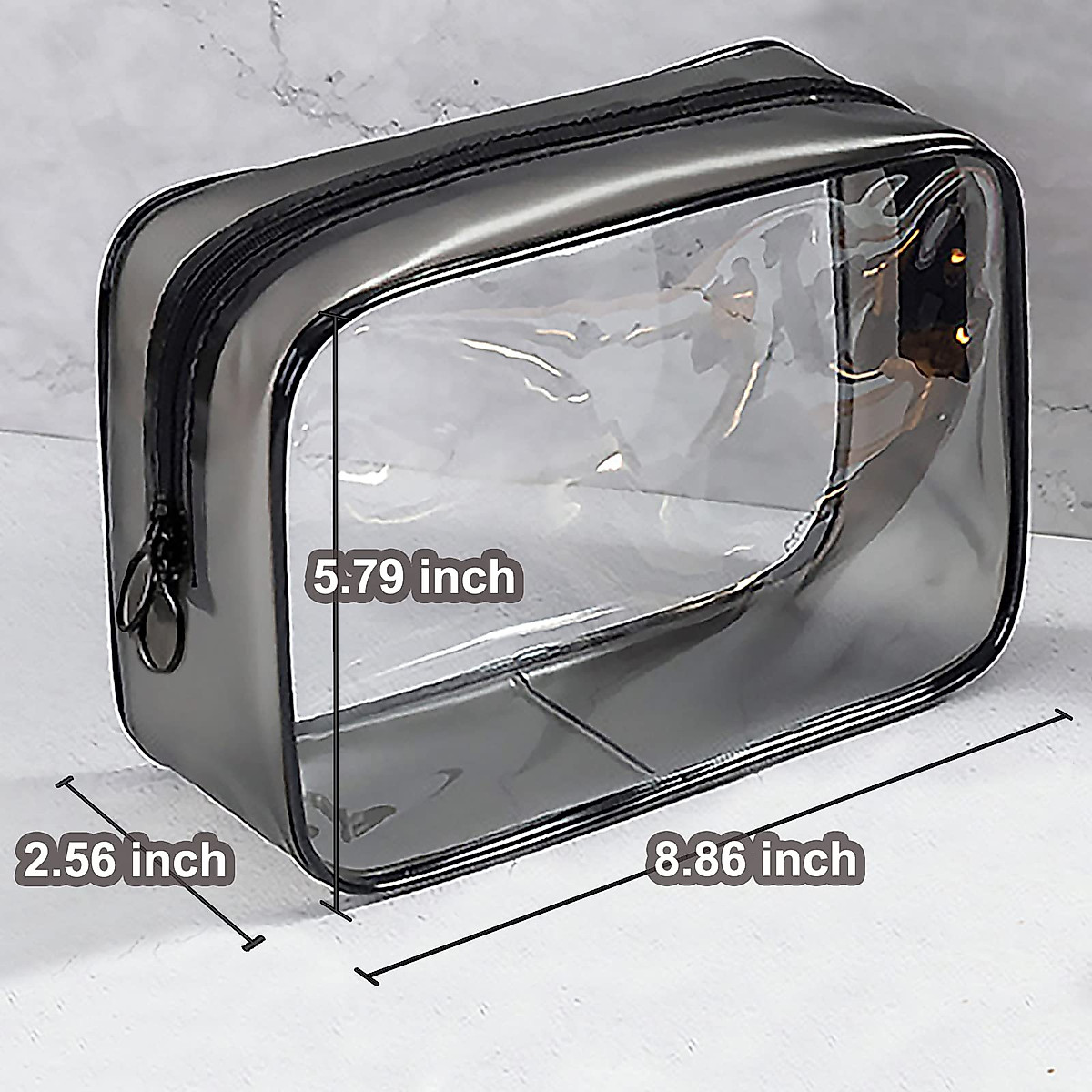 Veiai Clear Travel Bags for Toiletries, 2 Pack Large Clear Comestic Pouch, Multipurpose Transparent TSA Makeup Bag with Zipper Portable Makeup Organizer for Women Men Traveling Trip