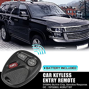 X AUTOHAUX 2pcs 315MHz KOBUT1BT Replacement Keyless Entry Remote Car Key Fob for Chevy Silverado Suburban Tahoe S-10 for GMC Sierra Yukon XL 1500 2500 1999-2001 for Sonoma 1998-2002 3 Button