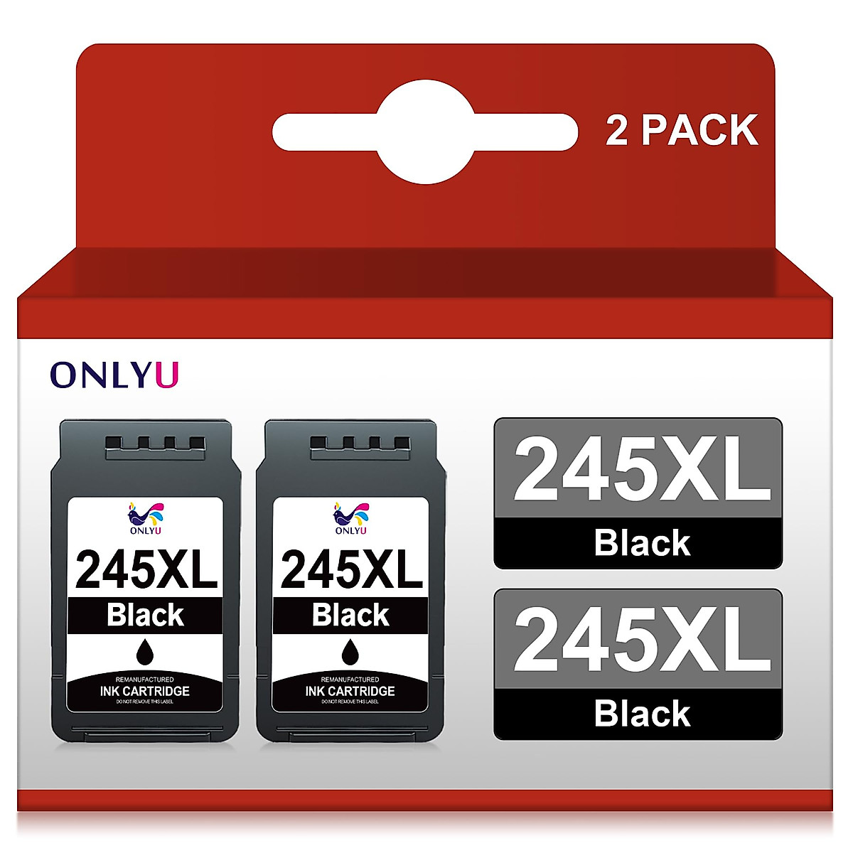 ONLYU Compatible 245XL Ink Cartridges Combo Pack Replacement for Canon PG 245XL PG243 for PIXMA MX492 MX490 MG2522 MG2922 MG2520 MG2920 TS3100 TS3122 TS3300 TR4520 TR4522 IP2820 Printer 2 Black