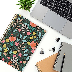 Academic Planner Yearly Monthly Weekly Daily Large Calendar Organizer by Bright Day Spiral Bound Dated Agenda Flexible Cover Notebook, June 2022 - July 2023, 8.25 x 6.25, Black Floral