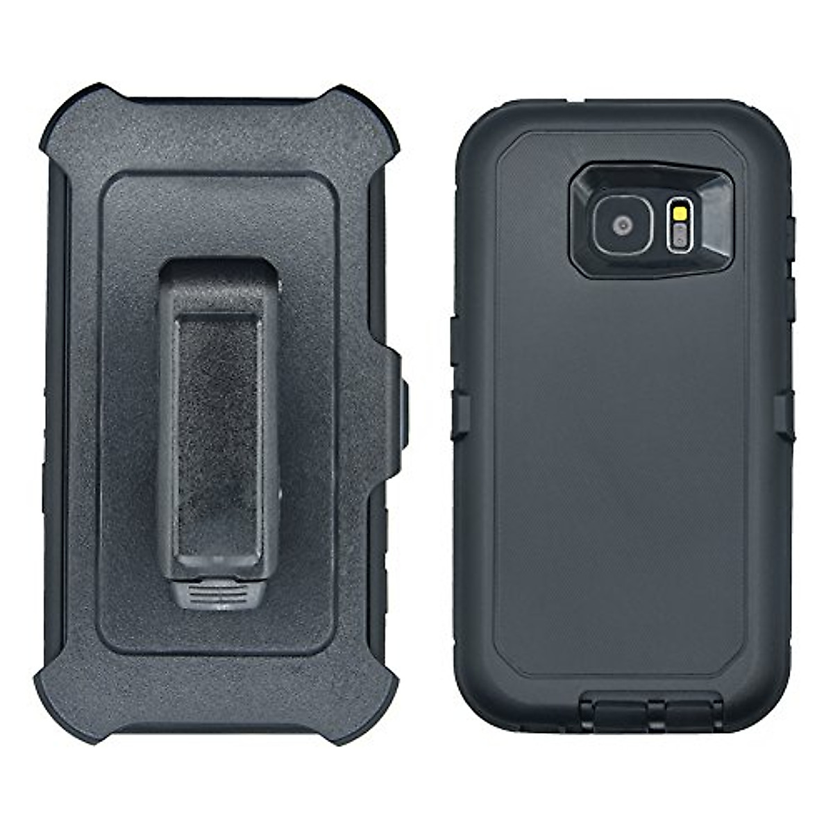 Samsung Galaxy S7 Cover | 2-in-1 Screen Protector & Holster Case | Full Body Military Grade Edge-to-Edge Protection with carrying belt clip| Drop Proof Shockproof Dustproof | Black / Black
