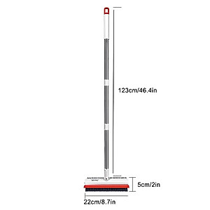 Three Sided Floor Brush,Floor Scrub Brush with Long Handle,3 in 1 Scrape and Double-Sided Stiff Bristle Scrub Brush,Rubber Broom Carpet Rake,Scrape & Heavy-Duty Stiff Bristle Scrubber Brush for Bath