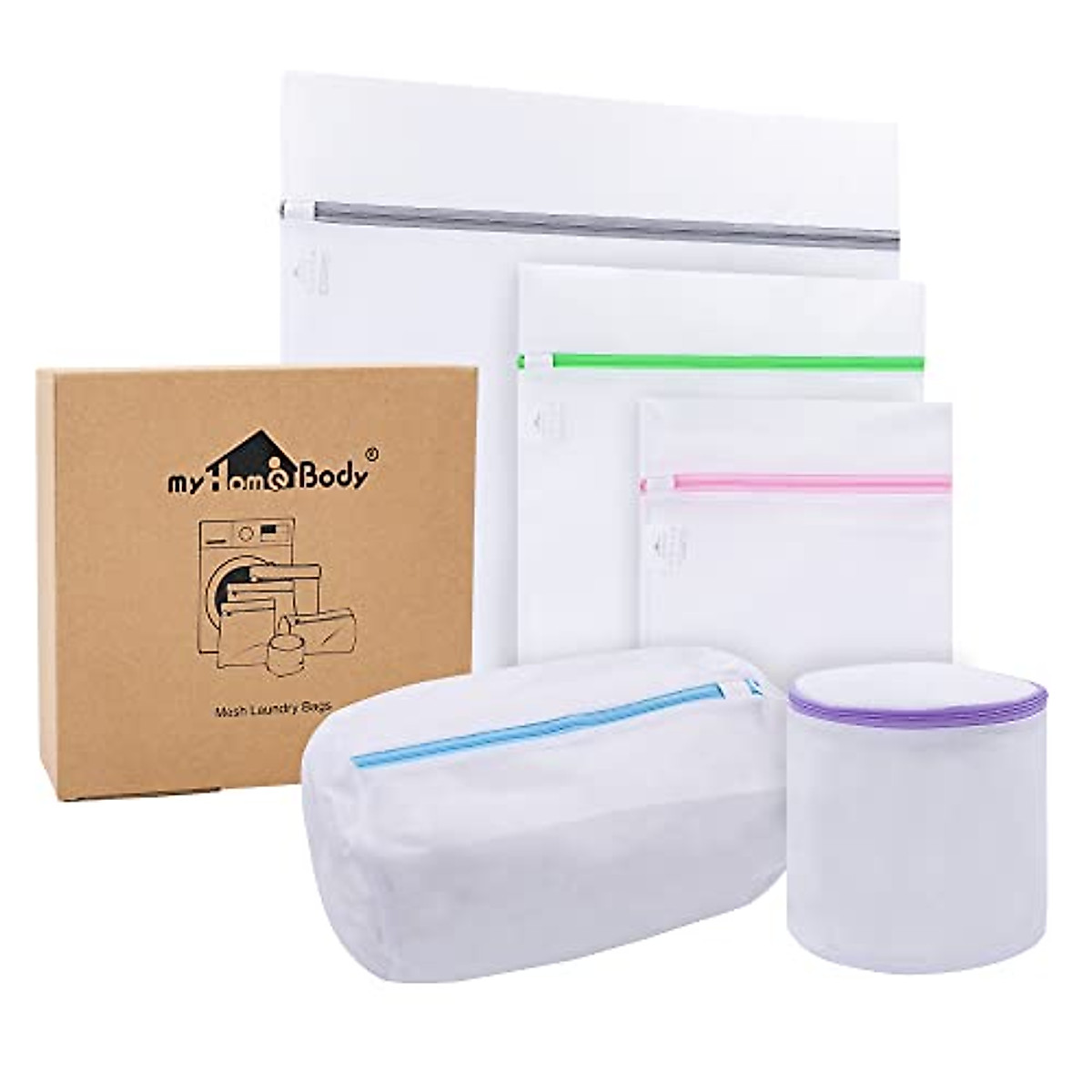 myHomeBody Mesh Laundry Bags | Delicates Bag for Washing Machine | Mesh Bags for Laundry with Zippers | Laundry Bags Mesh Wash Bags | Mesh Bag Laundry Bag as Travel Laundry Bags | 5 pcs Set