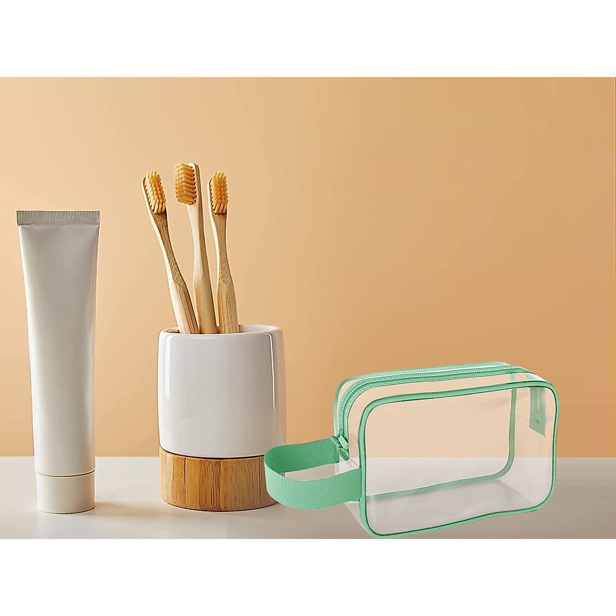 Axe Sickle 4 Pack Clear Cosmetics Bag Waterproof Plastic Organizer Bag with Zipper Portable Clear Makeup Cosmetic Bag for Travel Bathroom Toiletry Organizer