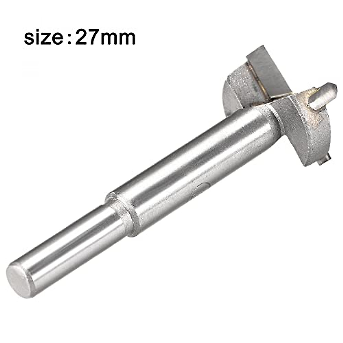uxcell Forstner Wood Boring Drill Bit 27mm Dia. Hole Saw Carbide Alloy Steel Tip Round Shank Cutting for Hinge Plywood Wood Tool