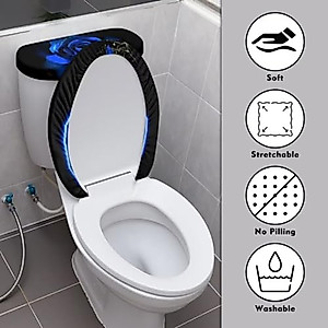 Youngerbaby Blue Rose Toilet Lid Dust Cover Tank Lid Dust Cover Bathroom Elastic 2pcs Sets Standard Fit Toilet Dust Proof Decor Accessories