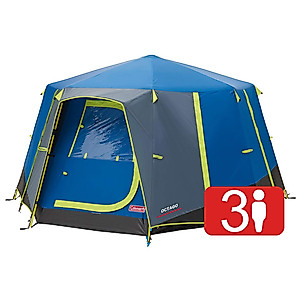 Coleman Tent Octago, 3 Man Tent Ideal for Camping in The Garden, Dome Tent, Waterproof 3 Person Camping Tent with Sewn-in Groundsheet