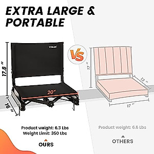 USKAU Stadium Seats for Bleachers with Back Support XL,Folding Bleacher Seat with Backrest and Cushion Wide for Adults,Portable and Adjustable Stadium Chair for Sporting Events