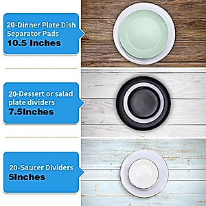 Plate Separators Storage, Set Of 60 And 3 Different Size, Thick and Premium Soft Felt Plate Dividers For China/Dish/Coffee Saucers Protecting and Stacking