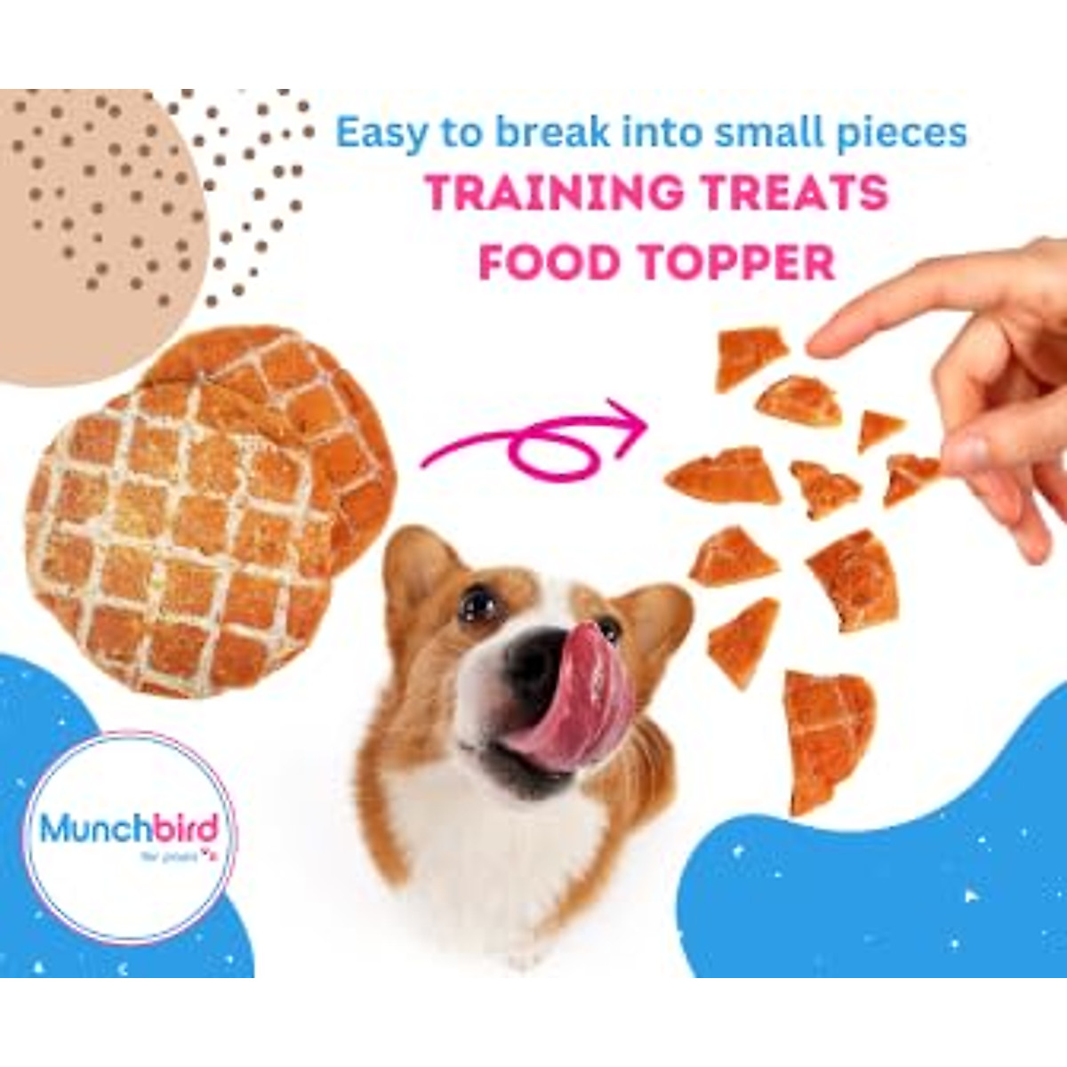 Chicken Chips Chicken Waffle Dog Treat Training Treats Lean Treats Dog Dehydrated Dog Treats for Small Medium Large Dog Puppy Chicken Treats for Dogs (3.5 OZ, Crunchy Chicken Chips)