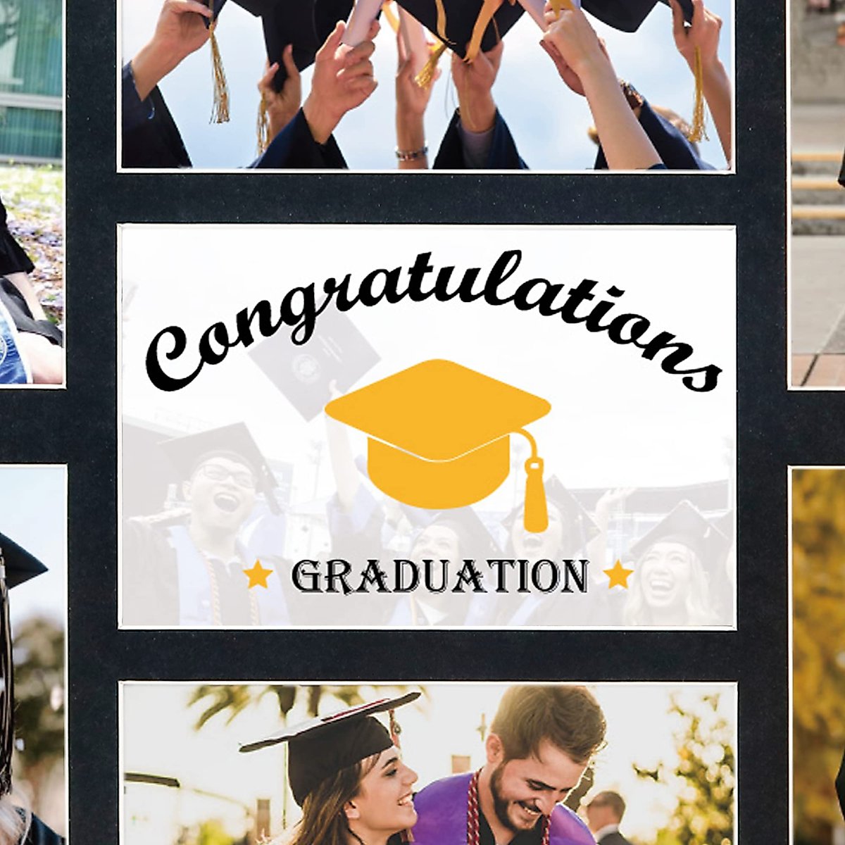 GMFrames 4X6 Picture Frame Collage with 7 Openings Multi Graduation Photo Frame with Wall Hanging for Keepsake Gifts Black