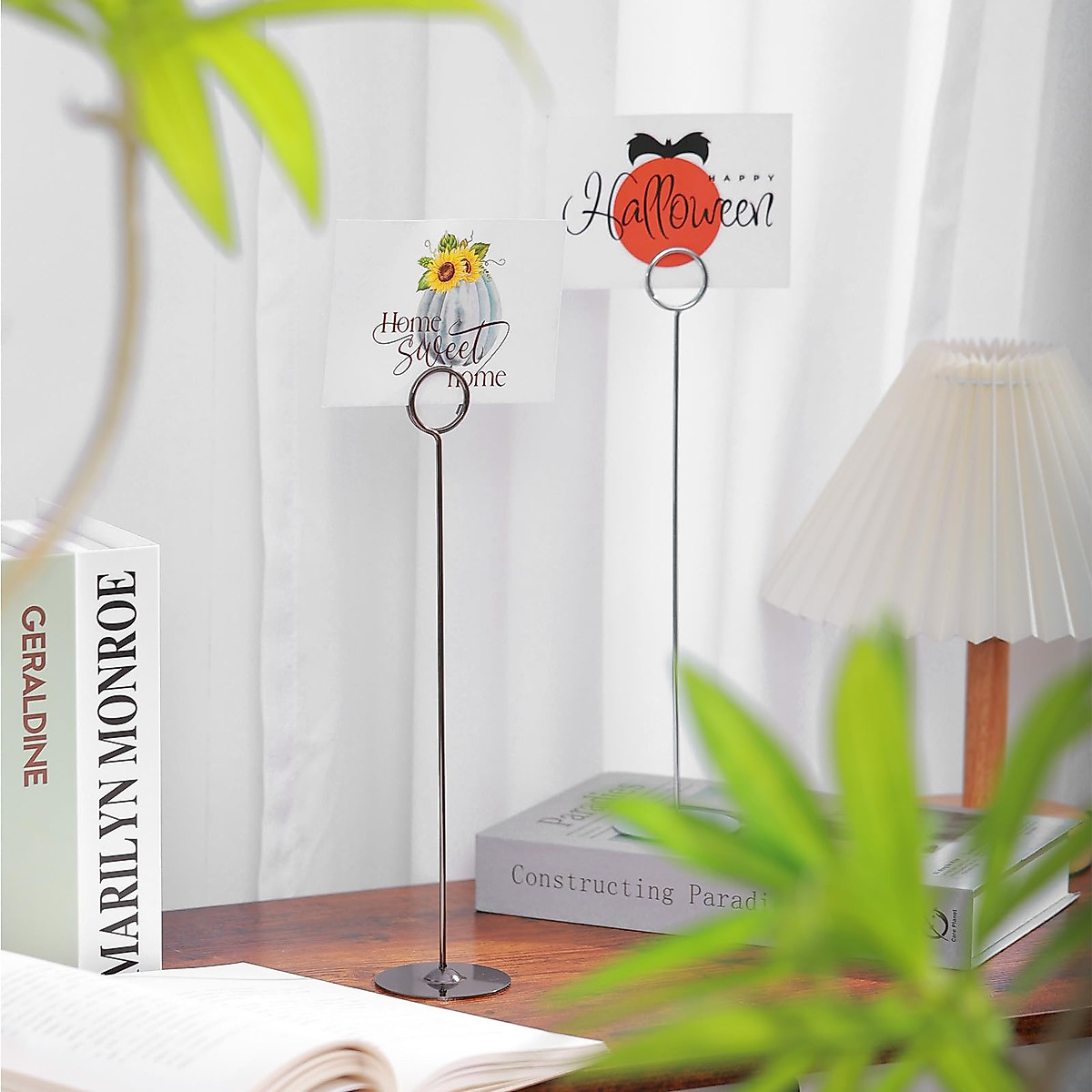 Urban Deco 16PK Table Number Holders Place Card Holders 12 Inch Table Card Holders Steel Card Holders for Photos, Food Signs, Memo Notes, Weddings, Restaurants, Birthdays(Black)