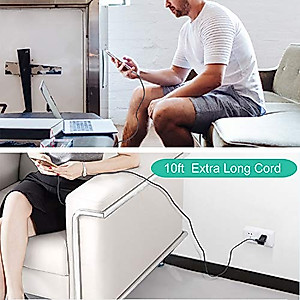 Adaptive Fast Charging Wall Charger with USB C Cable 10Ft, Excgood Fast Charger Power Adapter USB Type C Cable Fast Charging Compatible with Samsung Galaxy S23 S22 S21 S8 S9 S10 A13 A12 A03s-Black