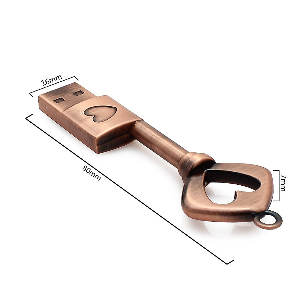 Usbkingdom 32GB USB 2.0 Flash Drive Metal Heart Key Ring Shape Waterproof Key Chain USB Pen Drive Memory Stick Pendrive Thumb Drive