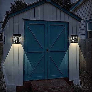 Timeflies Solar Wall Lights Outdoor Decorative, Outdoor Wall Sconce Black Forest Lighting, 2 Modes, Black, 2 Pack