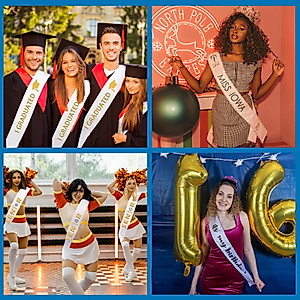 ACO-UINT 16Pcs White Sash Blank Sashes Satin Sashes Custom Sash for Pageants Graduation Birthday Prom Court Senior Bride to Be Party Accessory