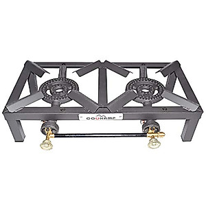 COOKAMP Double Burner Angle Iron Camp Stove with CSA Listed Regulator and 4ft Hose [SA2200]