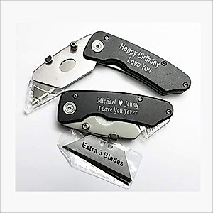 Personalized Engraved Custom Utility Pocket knife Box Knife Engraved from USA