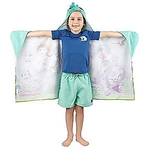 Dino Ranch Bath/Pool/Beach Soft Cotton Terry Hooded Towel Wrap, 24 in x 50 in, By Franco Kids