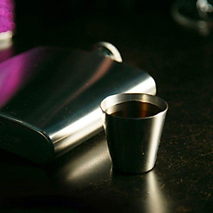 6 Pcs Stainless Steel Shot Cups,Renococo 1 Oz Stainless Steel Wine Glasses with Black Carrying Case,Metal Pint Cup,Shatterproof Drinking Glasses,Metal Drinking Vessel for Adults,Silver