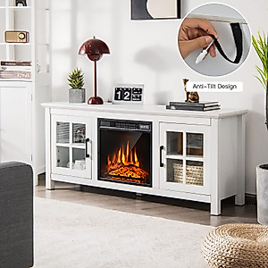 Tangkula Electric Fireplace TV Stand for TVs Up to 65 Inch, Fireplace TV Console w/Remote Control, 3-Level Adjustable Brightness, Overheat Protection, TV Entertainment Center w/Fireplace Insert