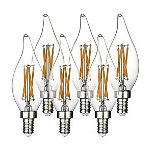 AMDTU Led Light Bulbs 40 Watt Equivalent E12, 4W 2700K Warm White 400LM Dimmable CA10 Chandelier Light Bulbs, High Brightness Candelabra Light Bulbs, CA11 Clear Flame Tip Light Bulbs for Chandelier