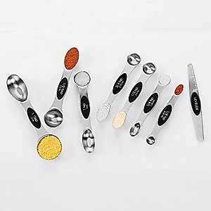 EDELIN Measuring Cups and Magnetic Measuring Spoons Set, Stainless Steel 5 Cups and 7 Spoons and 1 Levele (13set)