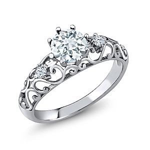 Gem Stone King Sky Blue Aquamarine 925 Sterling Silver Engagement Ring For Women (0.83 Cttw, Gemstone Birthstone, Available In Size 5, 6, 7, 8, 9)