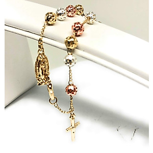 Fran & Co. Virgin Mary Bracelet Virgen De Guadalupe Pulsera Tres Colores Oro Laminado 8“
