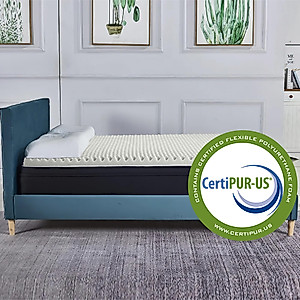 Greaton, 3-Inch Convoluted High Density Foam Mattress Topper, CertiPUR-US Certified for Superior Comfort and Support, King, White
