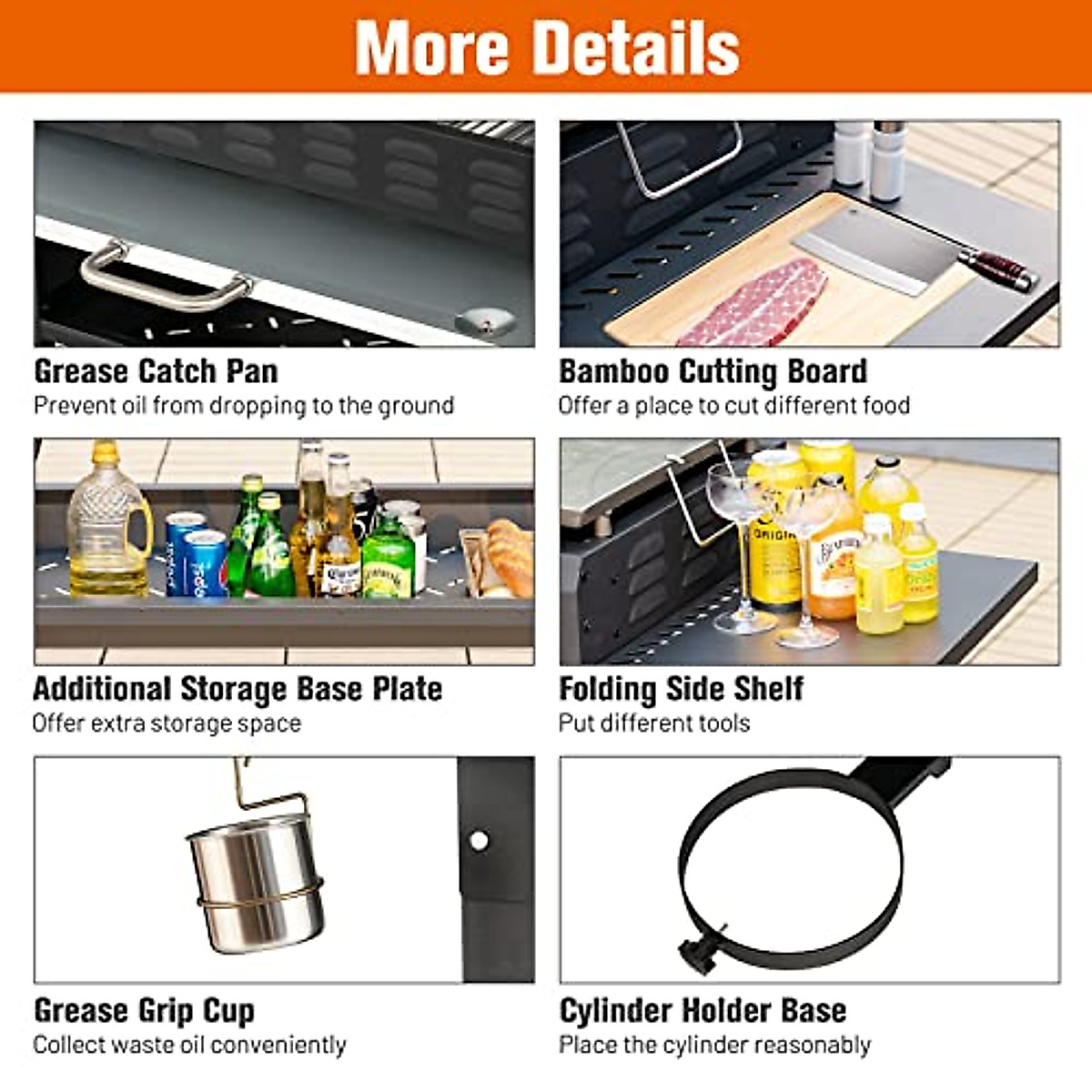 Giantex 36" Flat Top Gas Grill, 4 Burner Propane Cooking Griddle Station with 2 Foldable Side Tables, Bottom Shelf, Built-in Cutting Board, Professional Outdoor Gas Griddle for Restaurant Camping