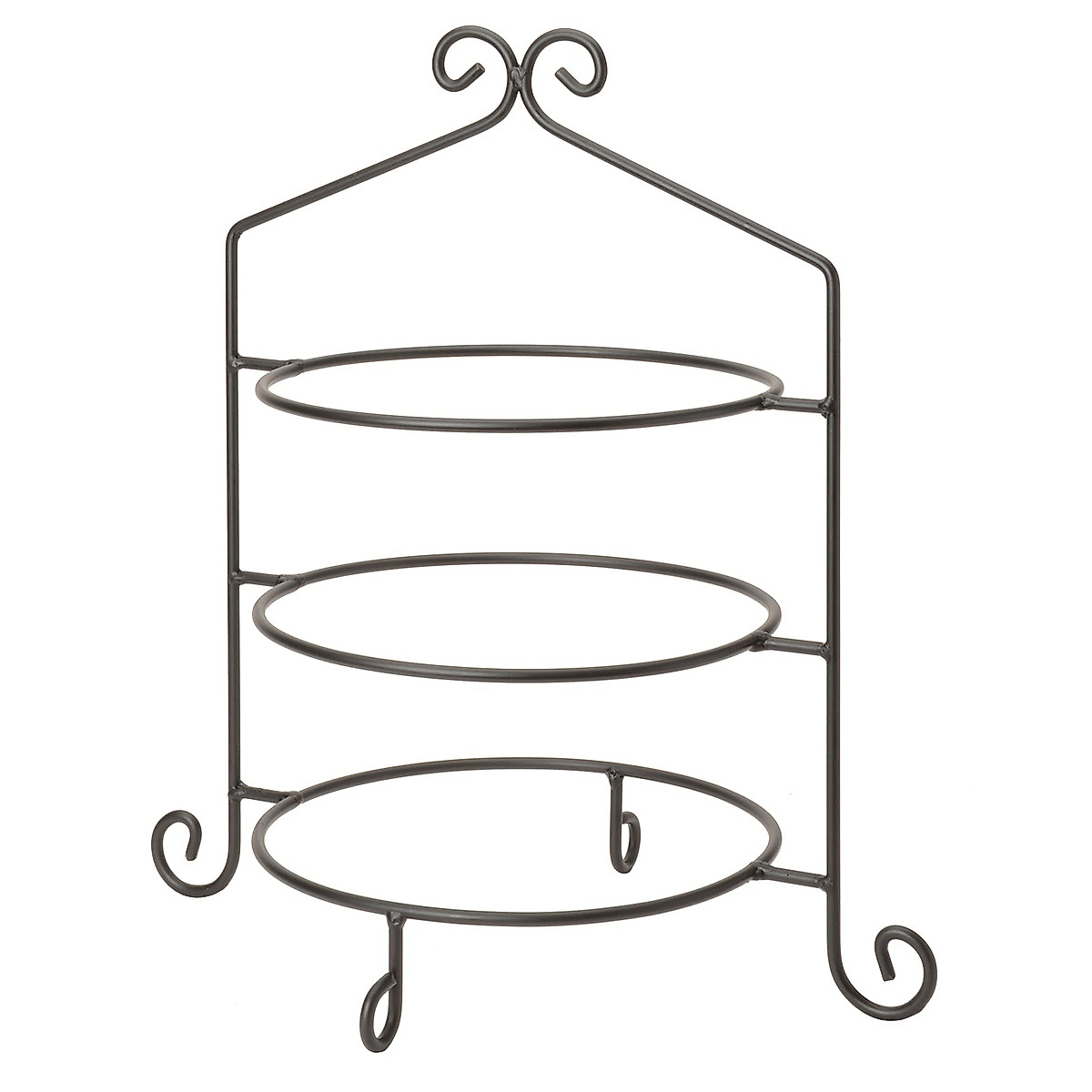 Saving Shepherd 3 Tier Pie Plate Stand - Solid Satin Black Wrought Iron Triple Rack Display Amish Handmade in USA
