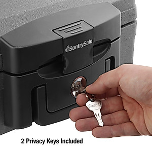 SentrySafe Fireproof and Waterproof Safe Box with Key Lock, Chest Safe for Home with Water-Resistant and Fire-Resistant Security, 0.17 Cubic Feet, 6.1 x 14.3 x 13 Inches, H0100