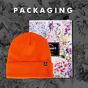 Joywant Knit Orange Beanie Hats for Men Slouchy Acrylic Guys Women Winter Hat Skull Caps All Season Cuffed Unisex Beanies (Fluorescent Red)