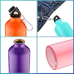 Mimorou 10 Pack 20 oz Aluminum Water Bottles Lightweight Reusable Bottles Aluminum Travel Cups with Carabiner Leak Proof Team Water Cups in bulk for Gym Sports Bicycle Camping