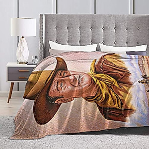 Attacoco John Wayne Gifts Merchandise Cozy Throw Blankets Hug Sleep Big Blanket Suitable for Sofa, Living Room, Bedroom, Double Bed, 60"x50"