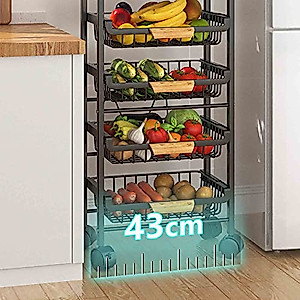Household Vegetable Storage Trolley, Large Storage Multi-Layer Kitchen Gap Storage Basket, for Bathroom Bedroom,6 Tier