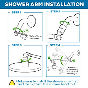 Shower Head Extension Arm by SparkPod - 11" Solid Brass Shower Arm Extension with Universal Connection to Showerheads - Easily Adjustable (Luxury Polished Chrome)