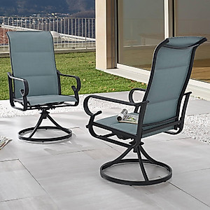 PatioFestival Patio Dining Chairs Textilene Outdoor High Back Swivel Rocker Chair Set with All Weather Frame (Blue-Green, Set of 2)