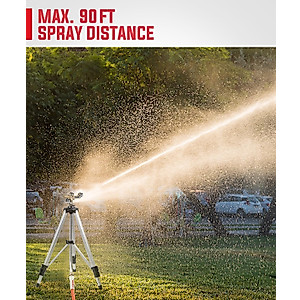 YAMATIC Impact Sprinkler on Adjustable Tripod Base, 360 Degree Large Area, Heavy Duty Adjustable Pulsator Sprinkler for Lawn, Yard and Grass Irrigation, Spray up to 20-90ft(Brass Head)