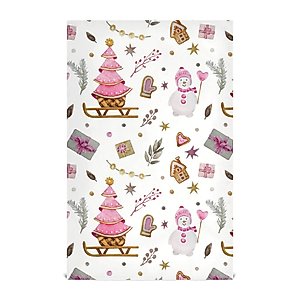 Exnundod Winter Kitchen Dish Towels Pink Snowman Set of 4 Hanging Dish Hand Towel Pretty Pattern Reusable Cleaning Dishcloth for Bathroom Bar Drying Wiping Decor 18x28inch