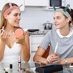 DragonflyDreams Cute Cartoon Snail Headbands, 2 Pack - Coral - Hairband for Washing Face, Skincare Makeup Headbands Women, Soft Microfiber Fleece, Elastic Headband, Hair Accessories for Women