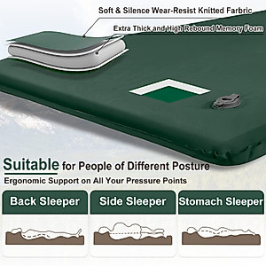 ELECINNOV Self Inflating Sleeping Pad for Camping with Electric Pump 3.14" Ultra-Thick Memory Foam Camping Mats 9.5 R-Value Insulated Camping Pad Air Mattress with Pillow for Car Camping