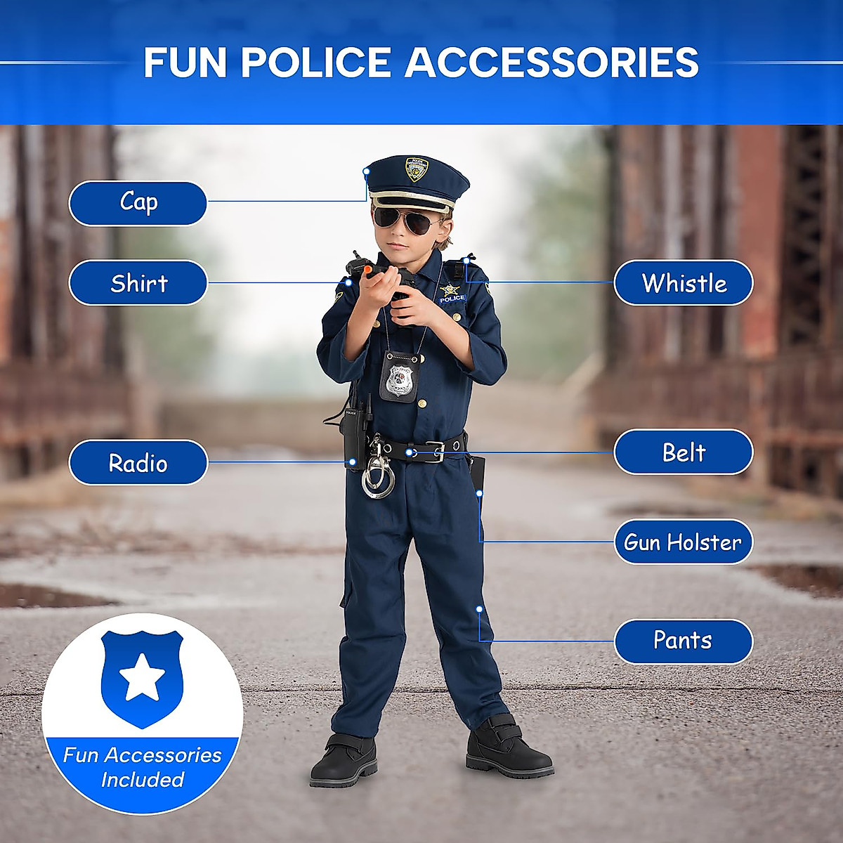 Deluxe Police Dress Up Costume Set - Small 4-6