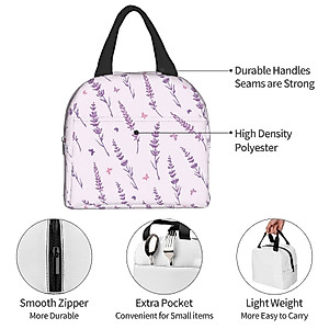 Lavender Field Purple Butterfly Lunch Box Travel Bag Picnic Bags Insulated Durable Shopping Bag Back To School Reusable Waterproof Bags For Man Woman Girls Boys