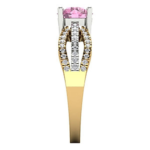 1.25 Carat Round cut Custom Engraving accent Pink faux Diamond Engagement Everlasting Ring 14k yellow White Gold 9