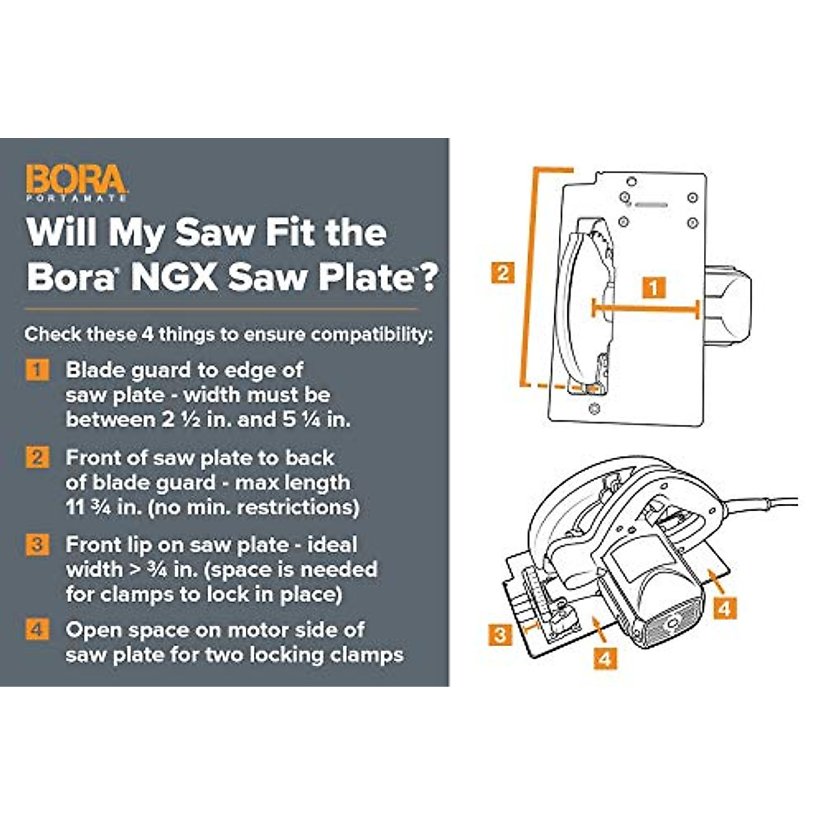 Bora NGX Saw Plate Includes 55" Non-Chip Strip That Elimates Tear Out, Designed for Straight Cuts While Using The NGX Clamp Edge System, 544001