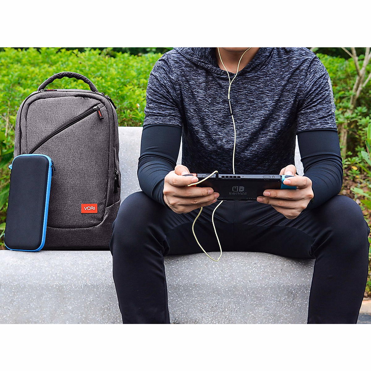 VORI Game Elite Traveling Backpack for Nintendo Switch and Switch OLED Model 2021, Portable Carrying Storage Bag for PS4 Slim and Xbox ONE, Protective Design for Home Storage and Travel, Grey